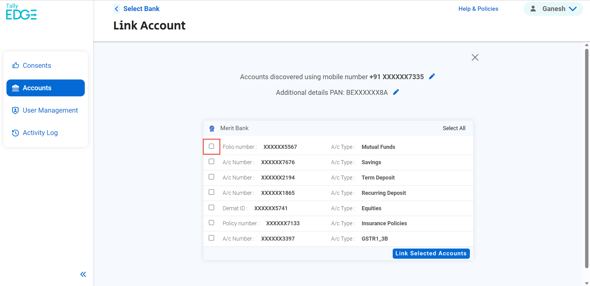 Welcome TallyEdge Help - Account Aggregator